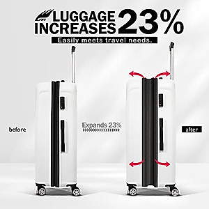 M Camel Mountain Luggage Sets 3 Piece Lightweight Durable Expandable Hard Shell Suitcase Set with TSA Lock Double Spinner Wheels - White