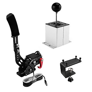 USB PC Handbrake with Clamp and USB H Gear Shifter for Logitech G25 G27 G29 T300RS/GT Steering Wheel PC Windows Sim Racing