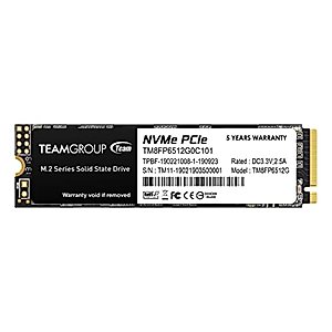 TEAMGROUP MP33 512GB SLC Cache 3D NAND TLC NVMe 1.3 PCIe Gen3x4 M.2 2280 Internal Solid State Drive SSD (Read/Write Speed up to 1,700/1,400 MB/s) Compatible with Laptop & PC Desktop TM8FP6512G0C101