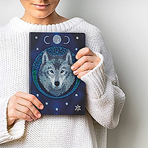 Crystal Art Diamond Painting Notebook - Lunar Wolf - Create a Sparkling Notebook Cover Using Crystals - for Ages 8 and up