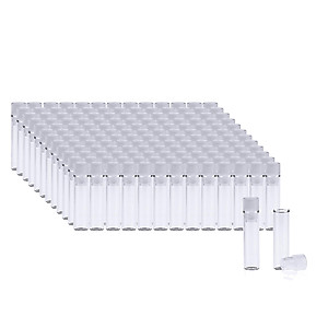 ALWSCI 1 ml Shell Vial, Flat Base Clear Glass, 8x40 mm, 8 mm PE Plug, Transparent, 200 pcs/pk