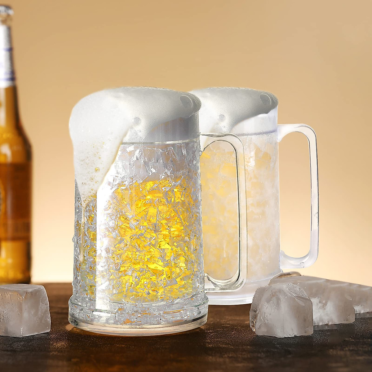 Auhafaly Double Wall Freezer Mug Frosty Mug Insulated Ice Cup with Gel 16oz/450ml (Set of 4)