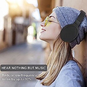 Bluetooth Headphones Over the Ear, Wired/Wireless Noise Cancelling headphones with Microphone, Hi-Fi Stereo Lightweight Comfortable Foldable Bluetooth Headsets for Pad Laptop PC Cellphone (Blue)