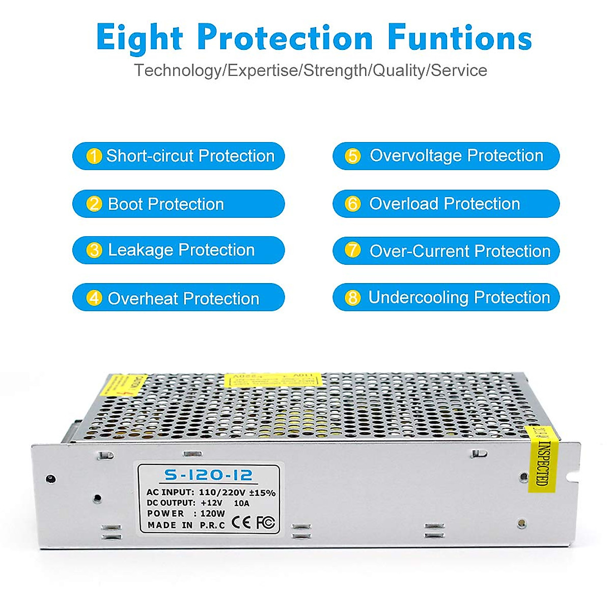 inShareplus 12V 10A 120W, DC Universal Regulated Switching Power Supply, 100-240V AC to DC 12 Volt LED Driver, Converter, Transformer for LED Strip Light, Computer Project,