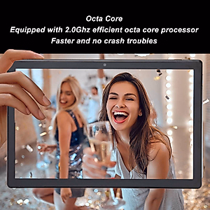 10.1 Inch Tablet,1960x1080 FHD Large Screen, MT6735 8 Core, 6GB RAM 128GB ROM, Dual 8MP+16MP Camera, 2.4G 5G WiFi 4G Gaming Tablet Support 4G Communication Network (Black)