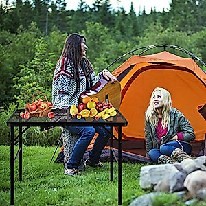 JOFTIX Camping Table, 3 ft Folding Grill Table with Mesh Desktop, Anti-Slip Feet, Height Adjustable, Lightweight & Portable Aluminum Outdoor Table for Camping, Picnic, RV, BBQ