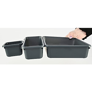 HOME-X Connecting Organizer Trays, Set of Interlocking Adjustable Trays for Organizing Office Supplies and Kitchen Utensil Drawers, Set of 8, 3 Sizes, Gray