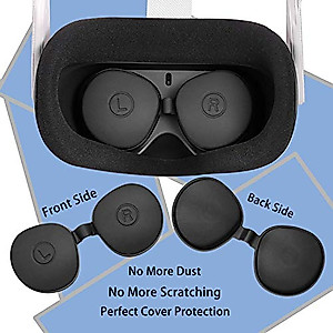 Devansi VR Silicone Face Cover with Lens Cover for Oculus Quest 2 Sweat-Proof Face Pad Eye Pad Washable Face Cushion Light-Proof (Black)