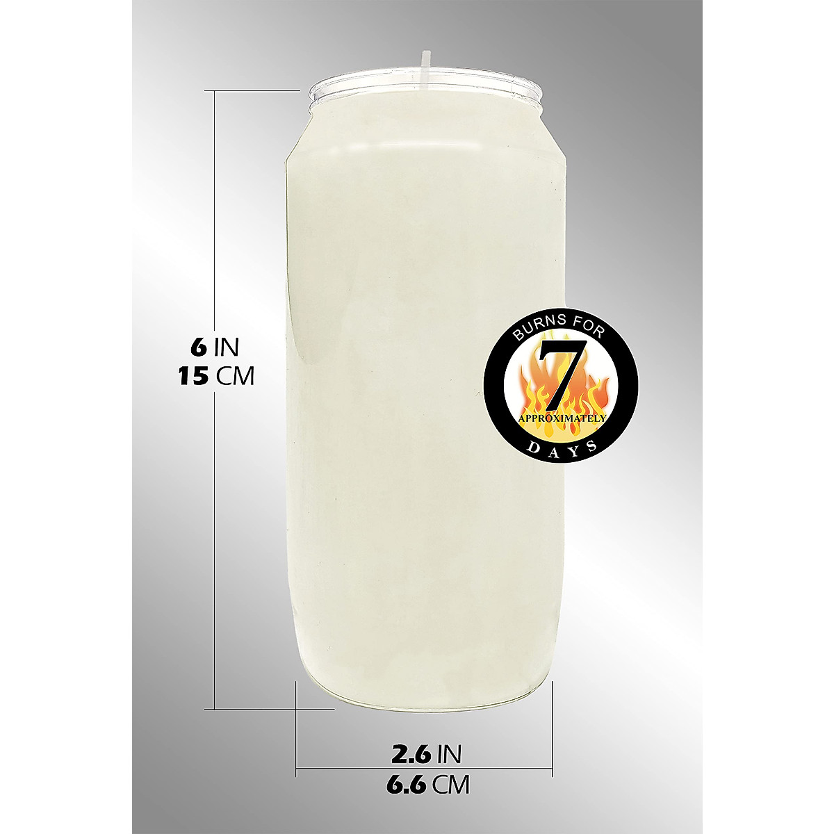 Hyoola 7 Day White Prayer Candles, 6 Pack - 6" Tall Pillar Candles for Religious, Memorial, Party Decor, Vigil and Emergency Use - Vegetable Oil Wax in Plastic Jar Container