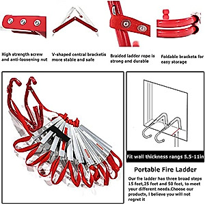 FGQCBBYC Emergency Safety Ladders, Portable Window Escape Ladder Fire 2-6 Story Homes, Antislip-rungs Rescue Ladder for Indoor or Outdoor Tree House, Playground,4M/13FT