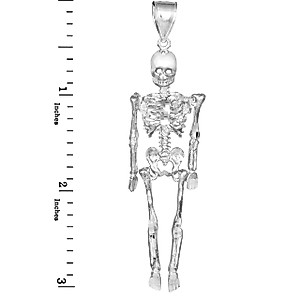 Sterling Silver 3D Skeleton Dangle Pendant