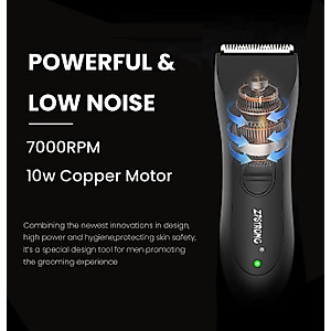 Body Hair Trimmer for Men Pubic, Electric Groin Hair Trimmer, Waterproof Wet and Dry Clipper, Ultimate Male Hygiene Ball Shaver, Safe Replaceable Ceramic Blade Head, USB Charged and Quiet