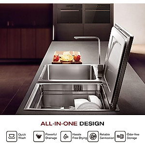 FOTILE SD2F-P5L 3-in-1 In-Sink Dishwasher & Kitchen Sink Combo with 360° Cleaning, Produce Wash, Child Lock, Energy Efficient for Space-Saving Hygienic Kitchen Solutions (Dishwasher on the Left)