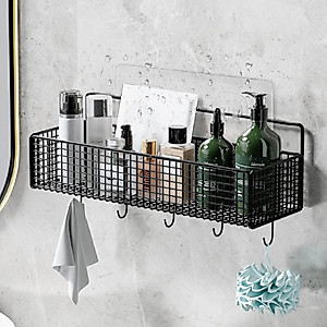 YCZARD 14 Pcs Corner Shower Caddy Strong Adhesive Sticker Hooks for Bathroom Shelf, No Drilling Sticky Wall Caddy Hooks for Bathroom Kitchen Shower Caddy Corner Shelf (Single/Double Hook)