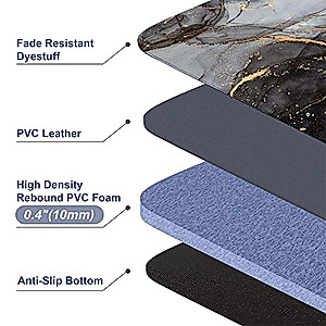 Bisead Luxury Black and Gray Marble Kitchen Rugs and Mats Anti Fatigue PVC Leather Kitchen Rugs Set of 2 Non-Slip Waterproof Comfort Standing Floor Mat for Kitchen Sink Laundry 17.3"×29"+17.3"X47"