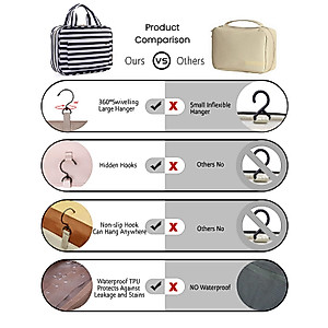 BAGSMART Toiletry Bag Travel Bag with Hanging Hook, Water-resistant Makeup Cosmetic Bag Travel Organizer for Accessories, Shampoo, Full Sized Container, Toiletries