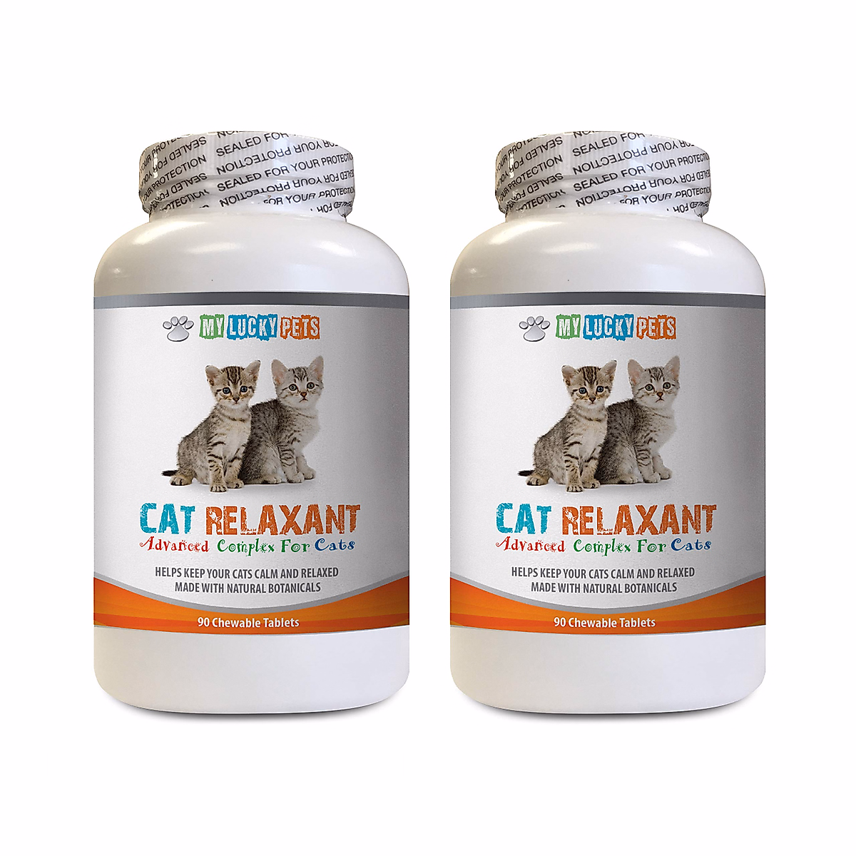 MY LUCKY PETS LLC cat Calming Treats - Advanced Relaxant for Cats - Calms Down Your CAT - Anxiety Relief Complex - l tryptophan for Cats - 2 Bottles (180 Chewable Tablets)