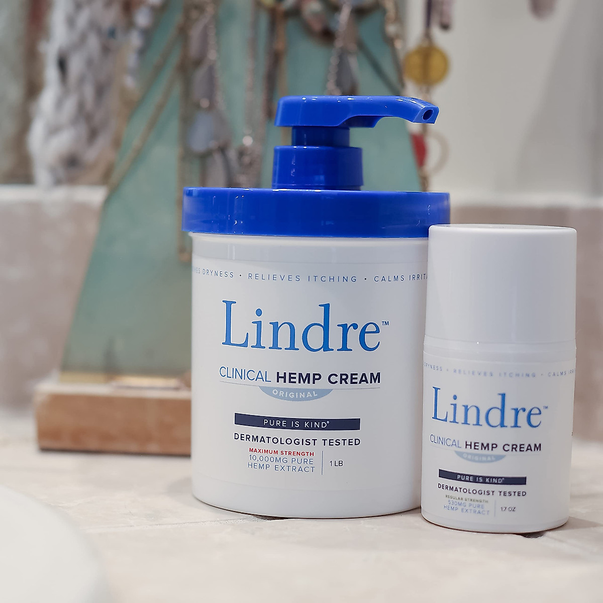 Lindre Regular Strength Hemp Cream for Dry to Very Dry, Sensitive Skin. Fragrance Free, Steroid Free, Dermatologist Tested. Original Formula, 1.7oz