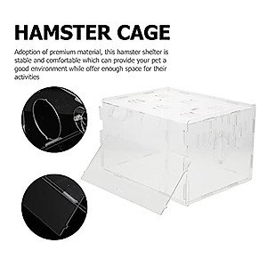 POPETPOP Pet Playpen Glass Hamster Cage Hamster Cage Acrylic Chinchilla House Habitat Mice Transparent Cage Small Pet Breeding Box for Your Small Pet 25X20X15CM Hamster Carrier Pet Toys