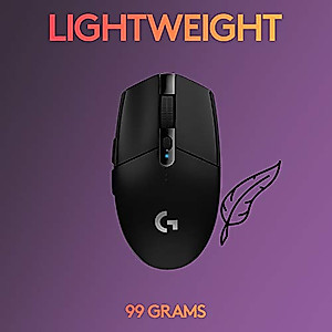 Logitech G305 LIGHTSPEED Wireless Gaming Mouse, Hero 12K Sensor, 12,000 DPI, Lightweight, 6 Programmable Buttons, 250h Battery Life, On-Board Memory, PC/Mac - Black