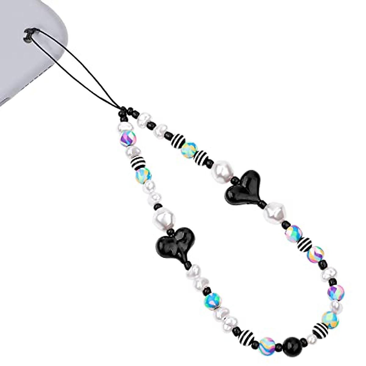 TIESOME Beaded Phone Lanyard, Cell Phone Charm Wrist Strap Heart Clay Beads Keychain for Men Women Cell Phone String Strap