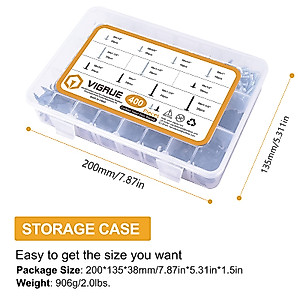 VIGRUE #8 Phillips Modified Truss Head Wood Screws Self Tapping Screws Assortment kit, 400PCS