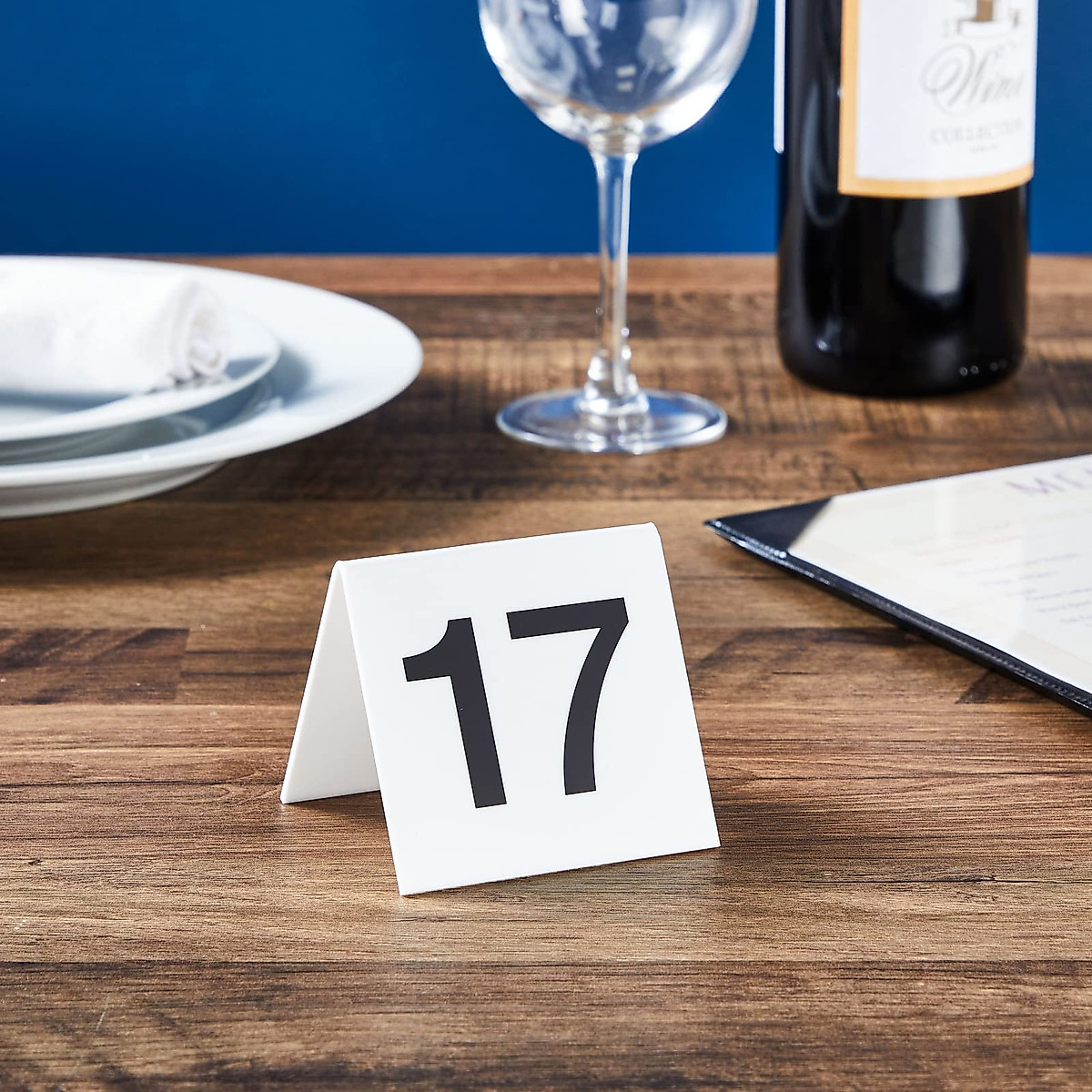 Juvale Set of 25 Restaurant Table Numbers 1-25, Double-Sided Acrylic Tent Table Numbers for Events, Banquets, Food Service, Wedding Receptions (Black and White, 3x2.75x2.5 in)