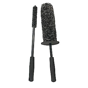 SOYS 2 Pcs Car Wheel Rim Brush Kit, 1PCs Wheel Rim Brush, Car Cleaning Brush Fiber Rod Sets, Steel Ring Fiber Cleaning Brush, Long Handle Cleaning Brush, Great to Clean Dirty Tire