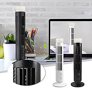 Hot6sl Tower Fan with LED Light, Portable Super Quiet USB Rechargeable Bladeless Fan, Bladeless Electric Tower Fan Mini Standing Floor Fans for Home Office Bedroom #