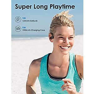 XLeader SoundAngel Sport3 Pro - Bluetooth 5.1 Sports Earbuds IPX7 Waterproof Wireless Running Headphones in Ear with LED Display Charging Case TWS Earphones with Micphones for Workout Fittness Gym Red