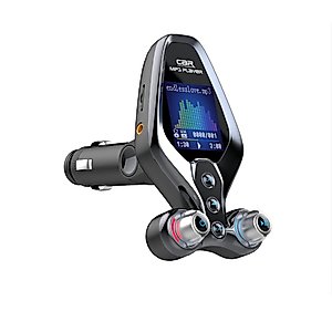 Bluetooth 5.0 FM Transmitter for Car, QC3.0 & TFT Colorful Display Wireless Bluetooth FM Radio Adapter Four Music Player Mode/Car Kit，Hands-Free Calls Support TF Card/U Disc Aux Input/Output