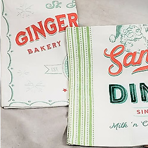 Creative Co-op Santa's Diner & Gingerbread Shop Set of 2 Kitchen Towels All Cotton Christmas