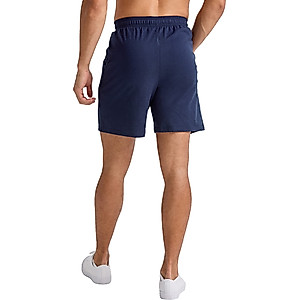 Hanes Men's Originals Cotton Pockets, Pull-On Jersey Gym Shorts, 7", Athletic Navy