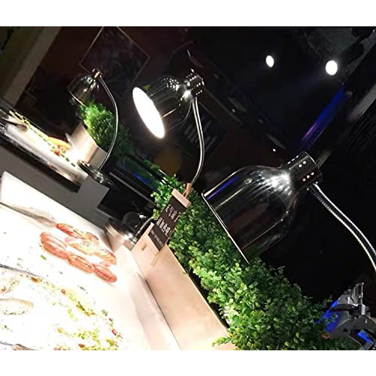 KOUDA Single Bulb Food Heat Lamp Restaurant Food Warmer Light Portable Heating Lamps (Single Arm) Silver
