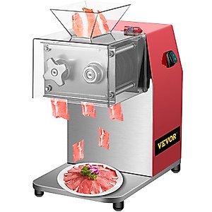 VEVOR Commercial Meat Cutting Machine, 551 Lbs/H 850W Meat Shredding Machine, 3.5mm Blade Electric Meat Cutter, Stainless Steel Restaurant Food Cutter, for Kitchen Supermarket Lamb Beef Chicken, Red
