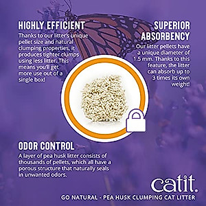 Catit Go Natural Pea Husk Clumping Cat Litter 14.8 lb, Lavender
