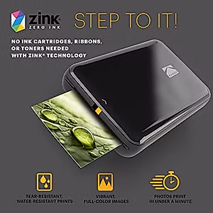 KODAK Step Wireless Mobile Photo Mini Color Printer (White) Compatible w/ iOS & Android, NFC & Bluetooth Devices