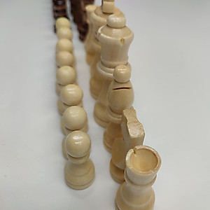 YB-OSANA 62 Pieces Wooden Checker Pieces & Chess Pieces 2 in 1 Chess Game Set Board Games Accessories Classic Wooden Chess Game Set in 2 Styles and 2 Colors