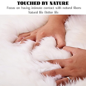 LLB Genuine Sheepskin Rug Plush Soft Throw Area Rug Fur Carpet Fluffy Shaggy Sheepskin Rug for Living Room Kids Bedroom Luxury Home Decor Lambskin Rug Rectangle (Ivory White, 24''x72'')