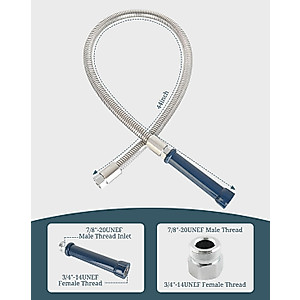 Phivan Commercial Sink Faucet Sprayer Hose with Heat Resistant Handle 44 Inch Pre-rinse Sprayer Hose for Kitchen Sink Faucets Stainless Steel Flexible Commercial Dish Spray Hose Parts