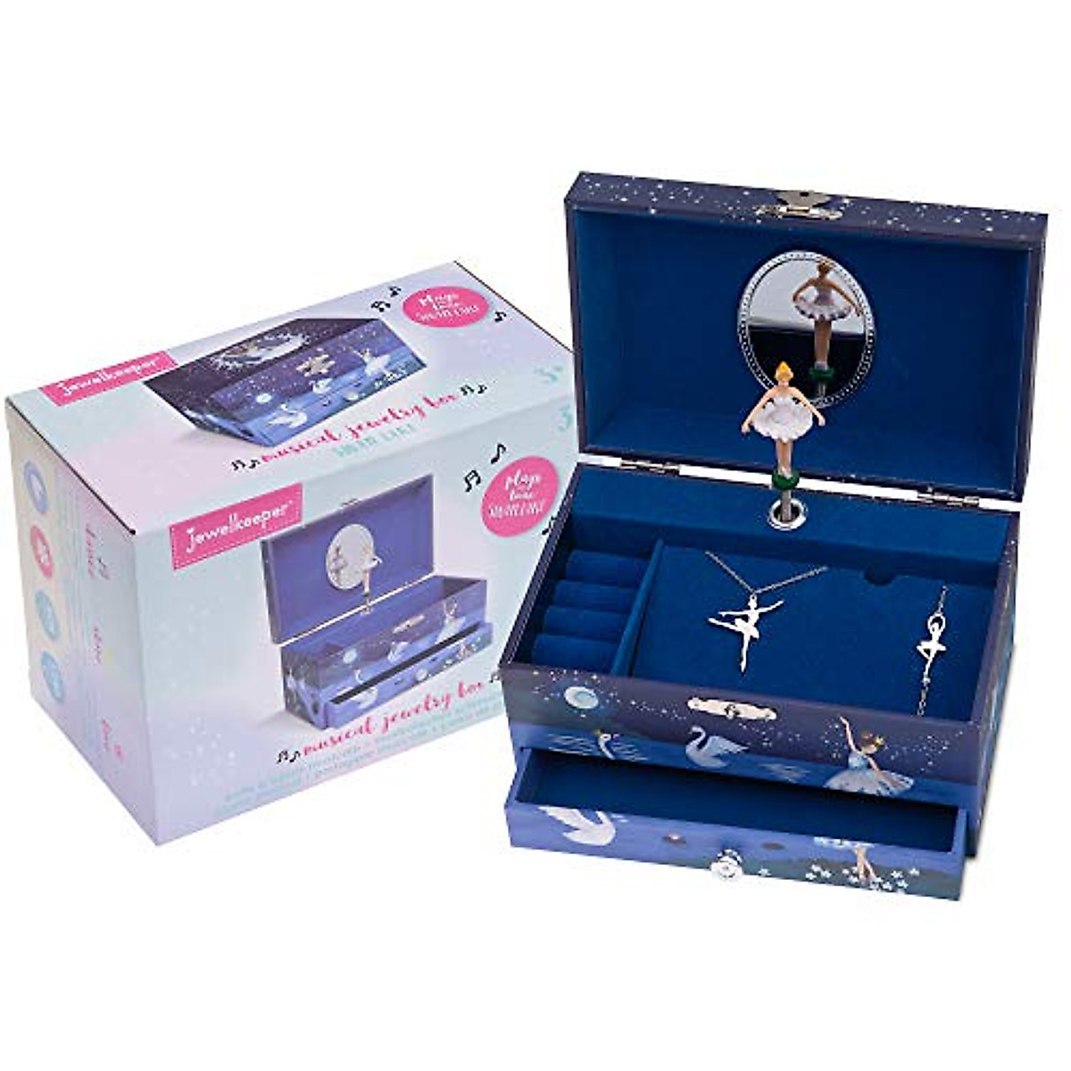 Jewelkeeper Ballerina Music Box & Little Girls Jewelry Set - 3 Ballerina Gifts for Girls - Jewelry Box for Girls