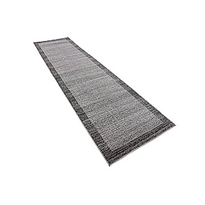 Unique Loom Del Mar Collection Area Rug - Abigail (2' 7" x 10' Runner, Light Gray/ Black)