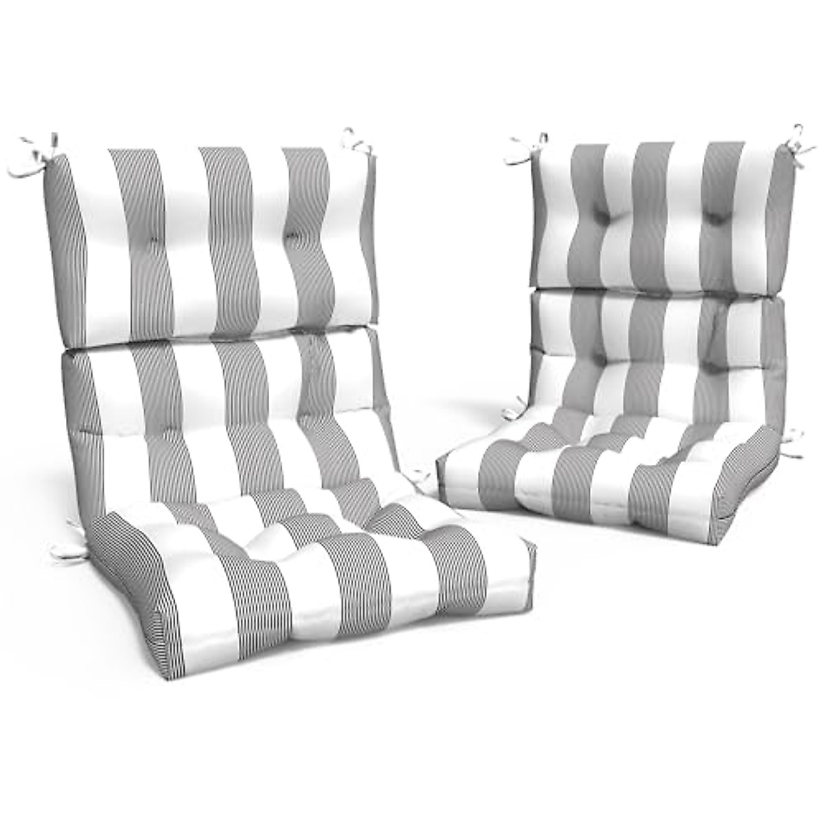 Melody Elephant Adirondack Chair Cushions Set of 2, Water Resistant Outdoor High Back Chair Cushions, Rocking Chair Cushions for Patio Home Garden, 22" W x 20" D, Stripe Cabana Black