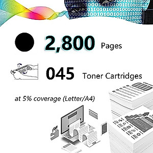 045 Black Toner Cartridge CRG-045 Compatible for Canon Color ImageCLASS MF634Cdw MF632Cdw LBP612Cdw LBP612C LBP612 MF632 MF632C 634C MF634 Black x 1