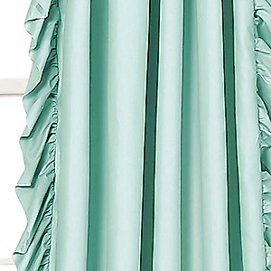 Lush Decor Reyna Ruffle Window Curtain Panel Set, Pair, 54" W x 84" L, Light Blue - Flowy Curtain - Romantic Ruffle Curtains for Bedroom, Living room, or Dining Room - Farmhouse & Cottage Home Decor