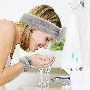 WHAVEL 6PCS Spa Headband and Wristband Set, Face Wash Headband Makeup Skincare Headband Wrist Bands for Washing Face