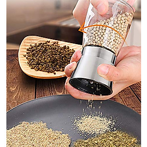 Professional Salt and Pepper Grinder Set of 2 - Brushed 304 Stainless Steel, Adjustable Ceramic Coarseness, Pepper, Sesame, Spice Salt Shaker, Pepper Grinder, Added Bonus Two Cleaning Brush- 6 Oz