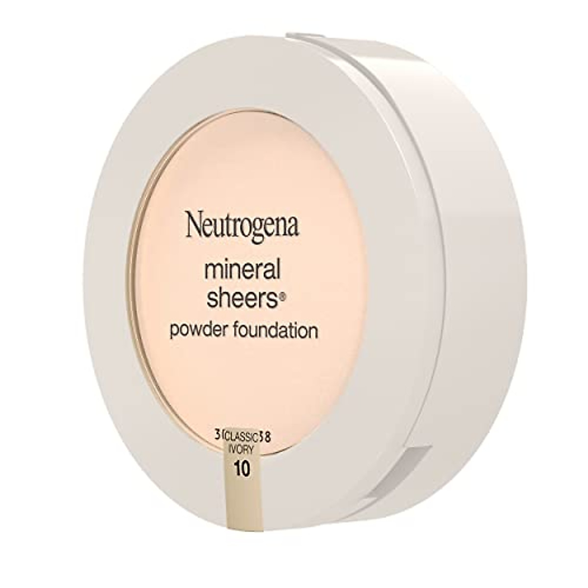 Neutrogena Mineral Sheers Compact Powder Foundation, Lightweight & Oil-Free Mineral Foundation, Fragrance-Free, Classic Ivory 10,.34 oz (Pack of 2)