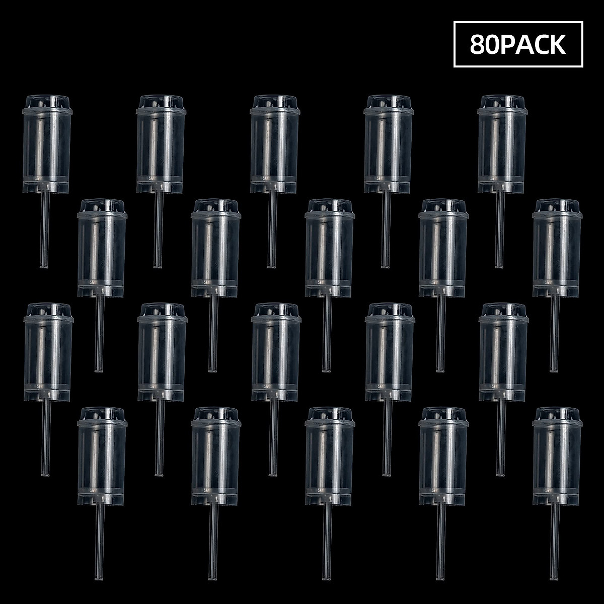 Clear Push-Up Cake Pop Shooter (Push Pops) Plastic Containers with Lids, Base & Sticks, Pack of 80(80 pack)