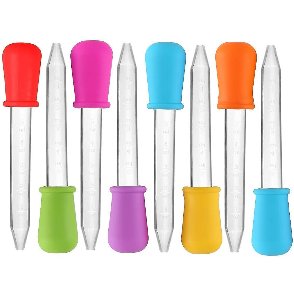 vaoruteng 8 Pack Liquid Droppers Silicone 5ml Clear Liquid Medicine Eye Dropper with Bulb Tip for Kids Candy Mold